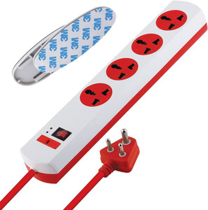 MX 4 Way Outlet Power Strip with Universal Socket, Master Switch & LED ...
