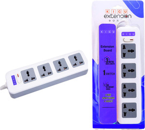 KIGU Universal Extension Board with 4 Sockets, 3 metre Made in India 4 ...