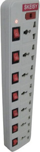 Skeisy 7 Socket Extension Board With 3 MetreL Long Wire Fuse LED ...