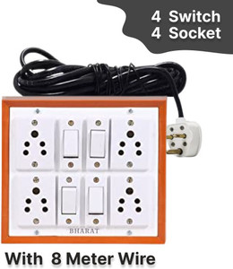Bharat NX power Strip 4 Switch+4 Universal Socket Extension Boards ...