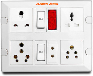 Elegant Casa Extention Board 6/16Amp Safety Shutter & Universal Socket ...
