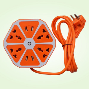 Clairbell Hexagon Multipurpose Extension Board with 4USB & 4Socket Use ...