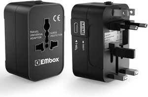EMBox All in One Universal Travel Adapter with Type C Port-AC Multi ...