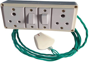 baklum 2 Socket & 2 Switch With 2 meter Long wire 2 Socket Extension ...