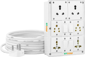 BITCORP Extension Board 6A 16A 20A 6 Sockets, 4 Switch (2500W) With 1 ...