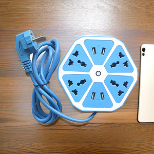 FRONY UT-178 Hexagon Socket Power Strip USB Charger: 4 Outlets + 4 USB ...