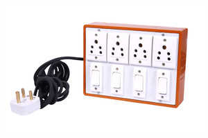 LUNIX PVC 4 Socket and 4 Switch Extension Board With 4 Meter Wire 4 ...
