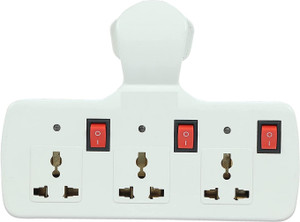 ATEVON 250 Volts Three pin Multi Plug Point Cordless Wall Socket with ...