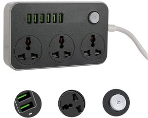 KAMALY SLIM 3 WAY EXTENSION BOARD AND 6 USB CONNECTOR 3 Socket ...