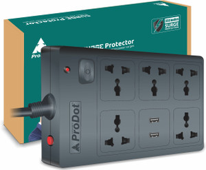 PRODOT Strip Surge Protector with Master Switch, 5 Outlets & 2 USB Port ...