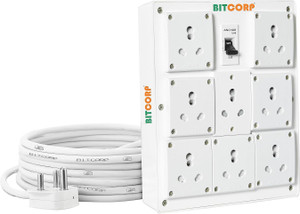 BITCORP Extension Board (5000W) 15A 16A 20A 8 Sockets, 1 Power Cord ...