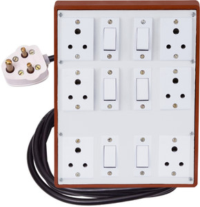 JELECTRICALS Brown (6+6) Heavy Duty Extension Board 8 Meter Copper Wire ...