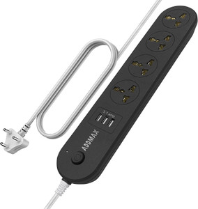 Addmax USB Extension Cord – 4 socket Outlet with 3 USB Port Multi Plug ...