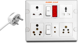 Elegant Casa Extention Board 6/16Amp Safety Shutter & Universal Socket ...