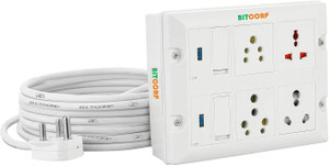 BITCORP USB Extension Board (2500W) 6A 16A 20A 4 Sockets, 2 Switch with ...