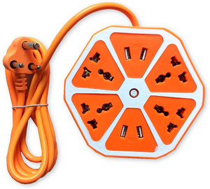 Zeom ®Hexagon Extension Cord With 4 USB Port & 4 Socket With 3 Meter ...