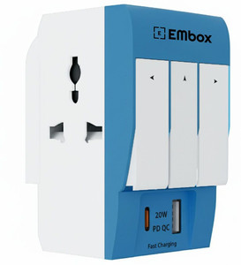 EMBox 3-Way Pin Multi Plug Socket-Universal Travel Adapter with USB ...
