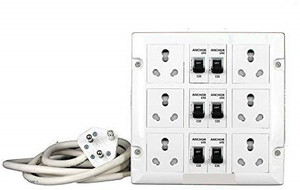 Aqeeq Extension Board 25A 6 Socket 6 MCB 2 Meter 6 mm Long Wire Cable ...