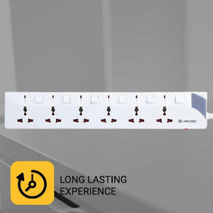 LAPCARE LAPCARE Spike Buster 6 Socket Extension Boards (White, 5 m) 6 ...