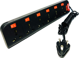 MSNL NEW EXTENSION BOARD 6 SOCKET PLUS 6 SWITCH CAPACITY UP 6AMP 3 MTR ...
