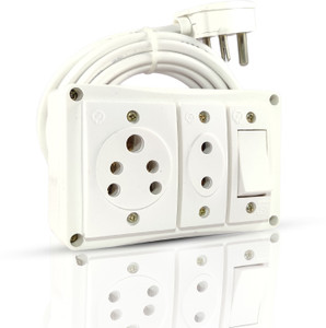 Elecstar 10 Meter One 3 pin Socket & One 2 pin socket 1 Switch 6 Amp ...