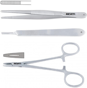 REVITI Needle holder, Plain Tissue Forcep, Scalpel Handle 6Inch Needle ...