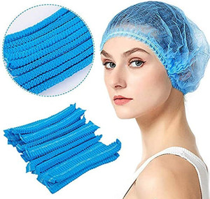 tick mark Premium Blue-100pc Breathable Non-Woven Fabric Bouffant Cap ...