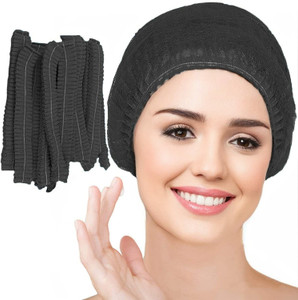 KENYBEA Black 100 Disposable Nonwoven Bouffant Caps I Shower cap I Hair ...