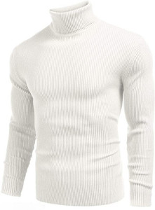 FREAKS Woven High Neck Casual Men White Sweater - Buy FREAKS Woven High ...