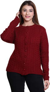Varenyam Self Design Round Neck Casual Women Maroon Sweater - Buy ...