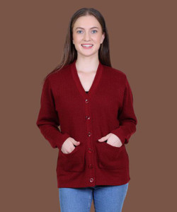 jorden4u Solid V Neck Casual Women Maroon Sweater - Buy jorden4u Solid ...