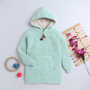 Yellow Apple Solid Hooded Neck Casual Girls Light Green Sweater - Buy ...