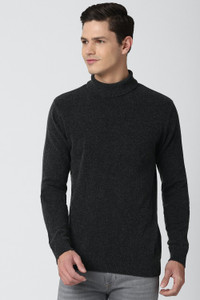 PETER ENGLAND Solid High Neck Casual Men Black Sweater - Buy PETER ...
