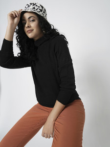 VERO MODA Solid Turtle Neck Casual Women Black Sweater - Buy VERO MODA ...