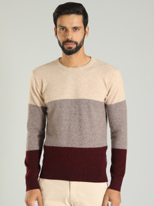 INDIAN TERRAIN Colorblock Round Neck Casual Men Multicolor Sweater ...