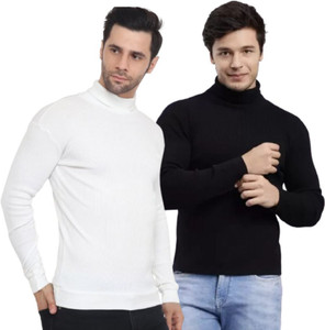 FREAKS Solid High Neck Casual Men Black, White Sweater - Buy FREAKS ...
