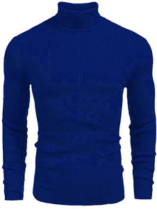 FREAKS Self Design High Neck Casual Men Blue Sweater - Buy FREAKS Self ...