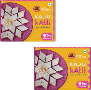 GO DESi Kaju Katli Premium, 61% Cashews, Indian Sweets Gift Pack, DESi ...