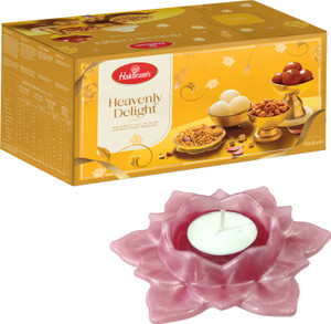 Haldiram's Heavenly Delight Diwali Gift Box with Large Resin Diya Combo ...