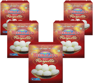 Heeralal's Rasgulla 5Kg (1Kg x 5) Spongy 20 Pcs Per Can | Vegan | Zero ...