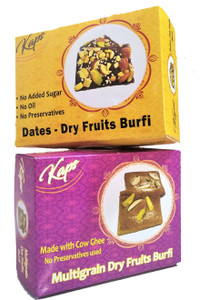 kaps foods (2 Box) 200gm Dates Dry Fruit Burfi + 200gm Multigrain Burfi ...