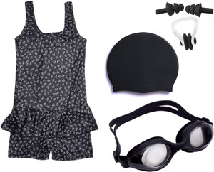 Lebami Swimming Kit With One Piece Swimsuit Goggles Cap Ear Nose Clip ...