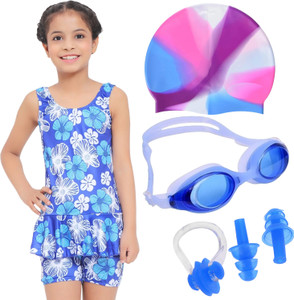 Lebami Swimming Kit With One Piece Swimsuit Goggle Cap Ear Nose Clip ...