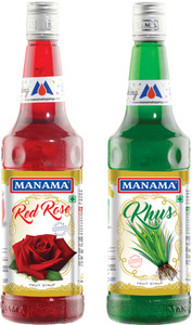 MANAMA Red Rose Syrup and Khus Syrup, Mixer for Mocktails, Cocktails ...