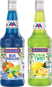 MANAMA Blue Curacao Syrup and Lemon Syrup, Mixer for Mocktails ...