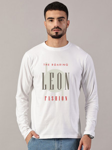 Leon Typography Men Round Neck White T-Shirt - Buy Leon Typography Men ...