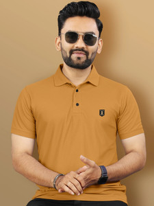 VeBNoR Solid Men Polo Neck Yellow T-Shirt - Buy VeBNoR Solid Men Polo ...