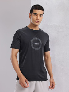 HRX by Hrithik Roshan Printed Men Round Neck Black T-Shirt - Buy HRX by ...
