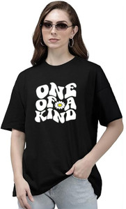 RAPTUROUS Printed Women Round Neck Black T-Shirt - Buy RAPTUROUS ...