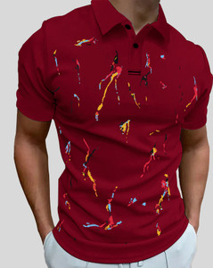 AUSK Checkered Men Polo Neck Maroon T-Shirt - Buy AUSK Checkered Men ...